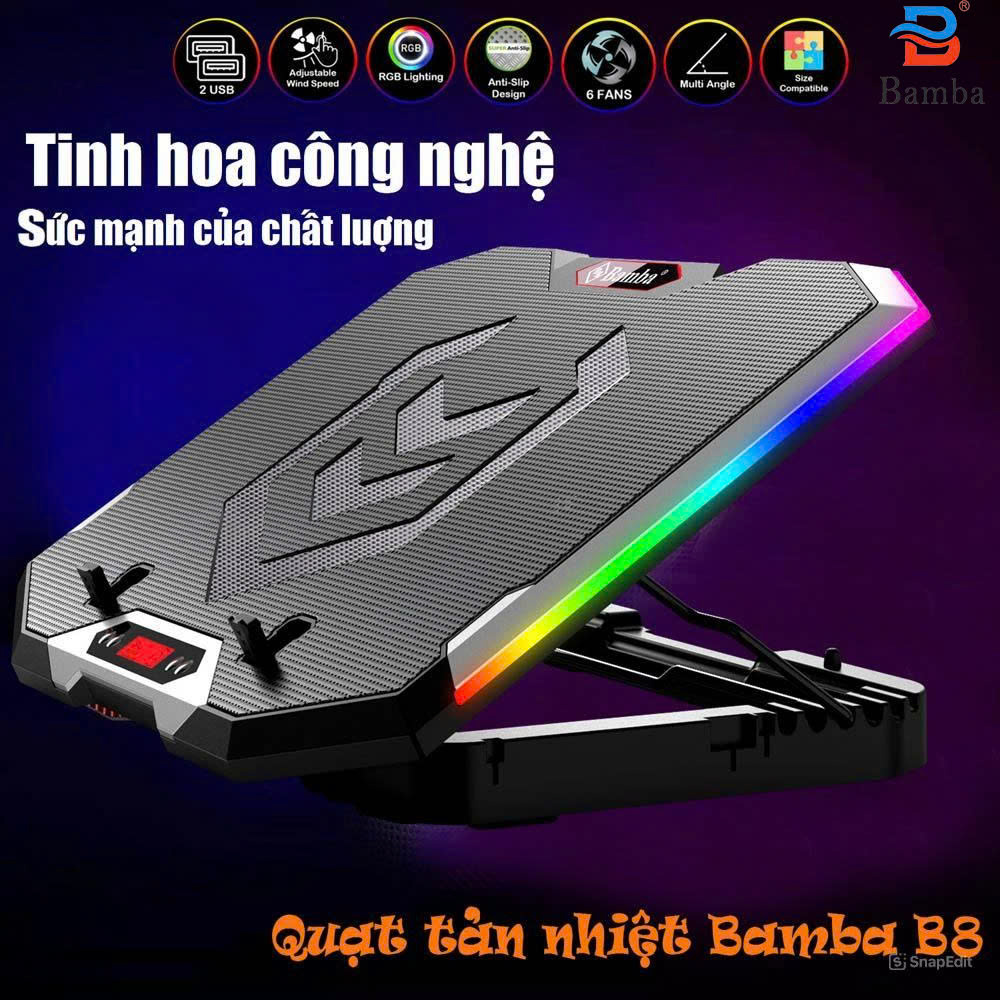 Quạt làm mát laptop Bamba B8 (6 quạt) Led Rgb – BAMBA