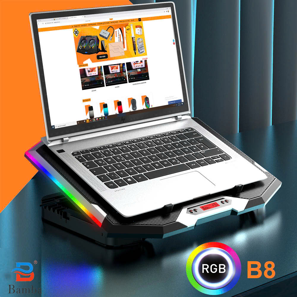 Quạt làm mát laptop Bamba B8 (6 quạt) Led Rgb – BAMBA